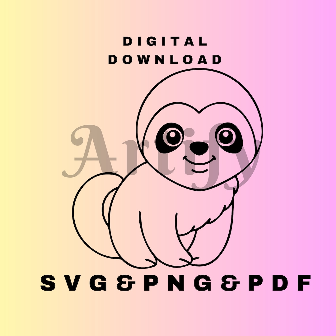 Baby Sloth Svg, Cute Sloth PNG, Cute Sloth Vector, Sloth Svg, Sloth ...