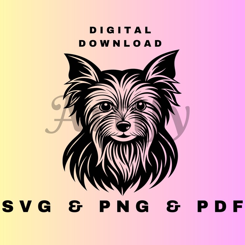 Yorkshire Terrier Face SVG, Cutting Files for Silhouette Cameo ...