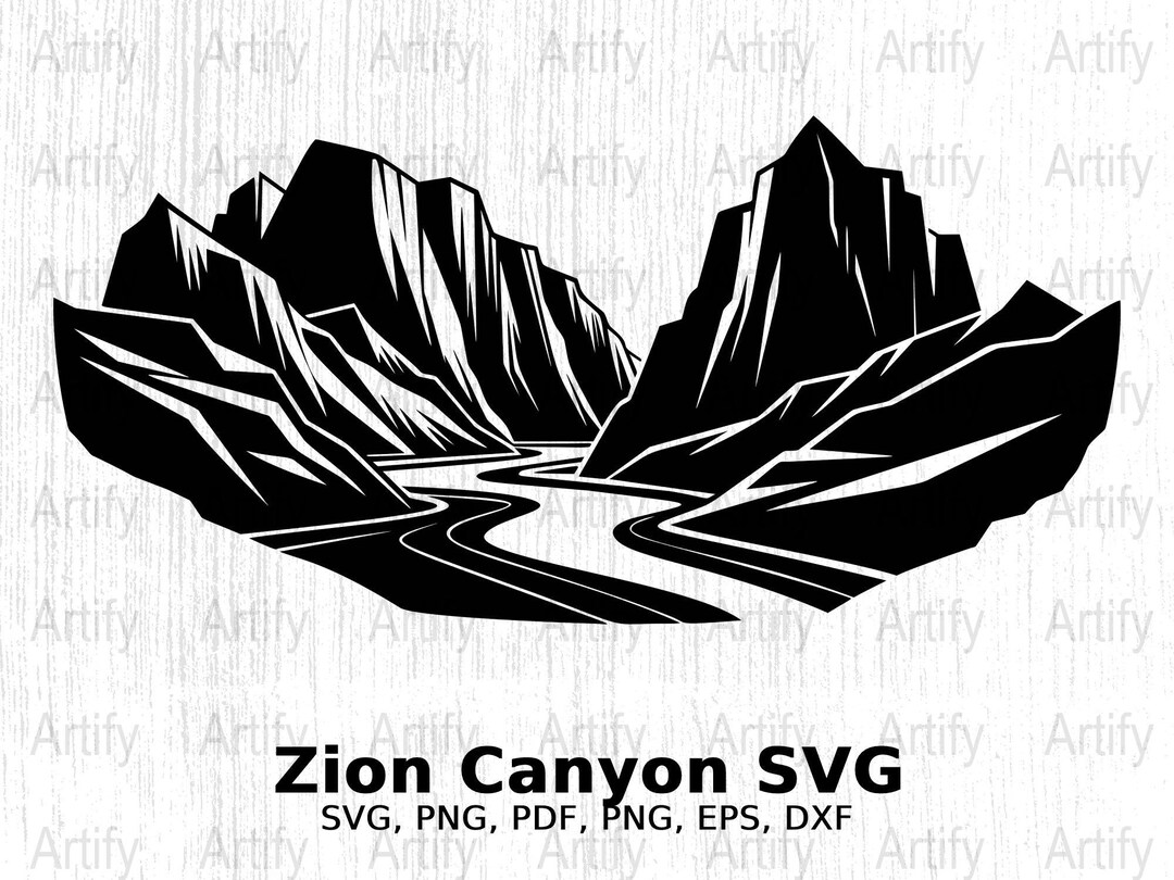 Zion Canyon SVG, Zion Canyon SVG Vector Cutting Files for Silhouette ...