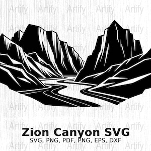 Zion Canyon SVG, Zion Canyon SVG Vector Cutting Files for Silhouette ...