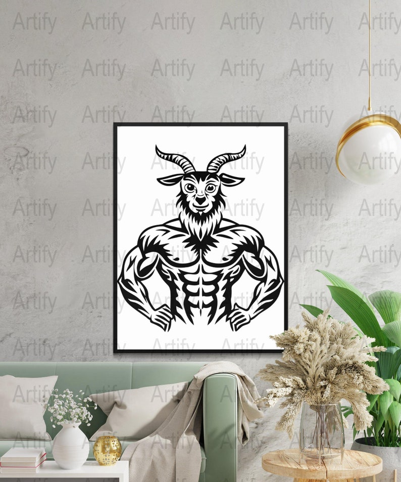 Bodybuilder Goat Logo SVG, Bodybuilder Goat Logo Vector Cutting Files ...