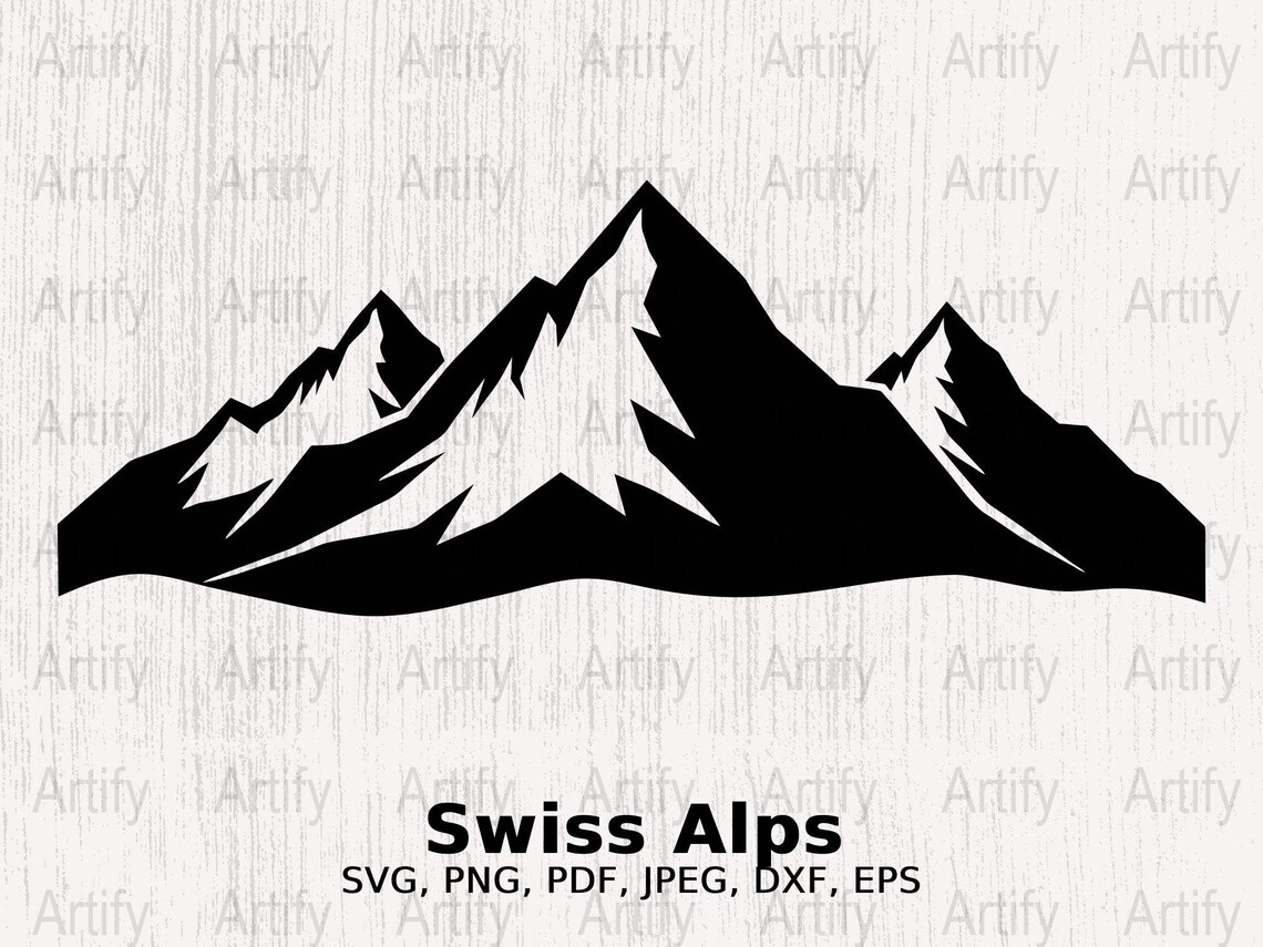 Swiss Alps SVG, Swiss Alps Vector Cutting Files for Silhouette Cameo ...