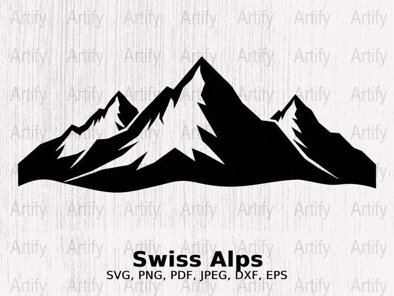 Swiss Alps SVG, Swiss Alps Vector Cutting Files for Silhouette Cameo ...