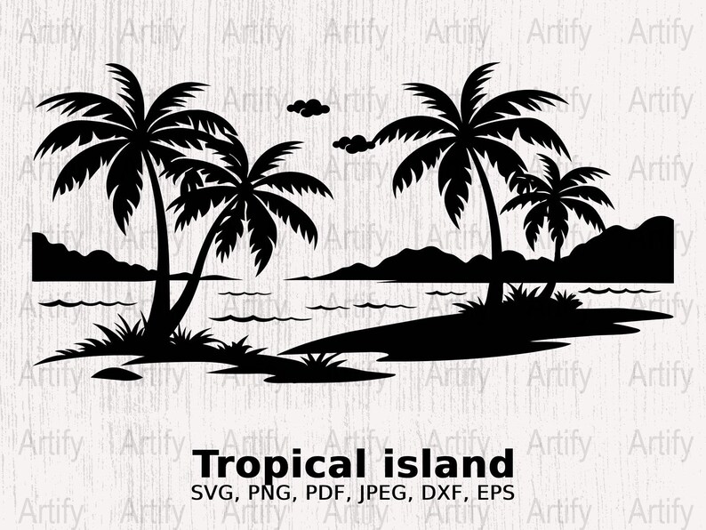 Tropical Island SVG, Tropical Island Vector Cutting Files for ...