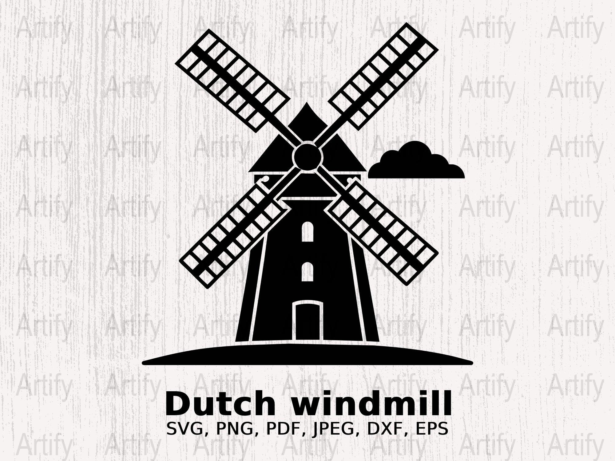 Dutch Windmill SVG, Dutch Windmill Vector Cutting Files for Silhouette ...