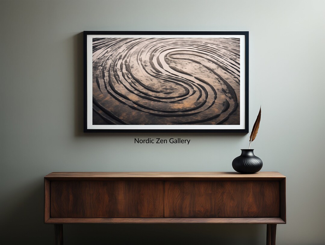 Zen Yin Yang Abstract Japandi Wabi Sabi Puddle Reflection Digital Print ...