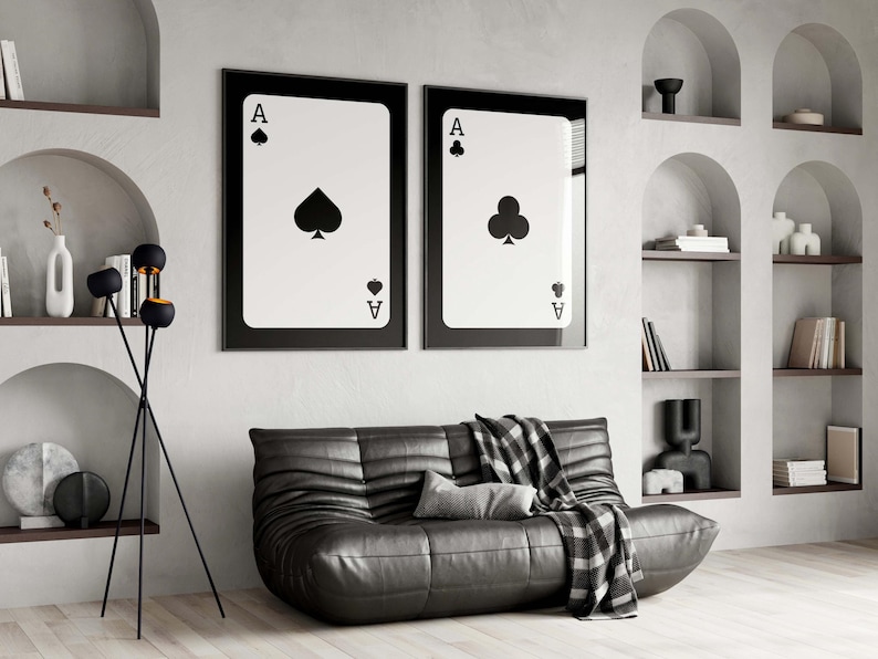 Ace Card Set of 4 Prints, Playing Card Poster, Trendy Wall Art, Retro ...