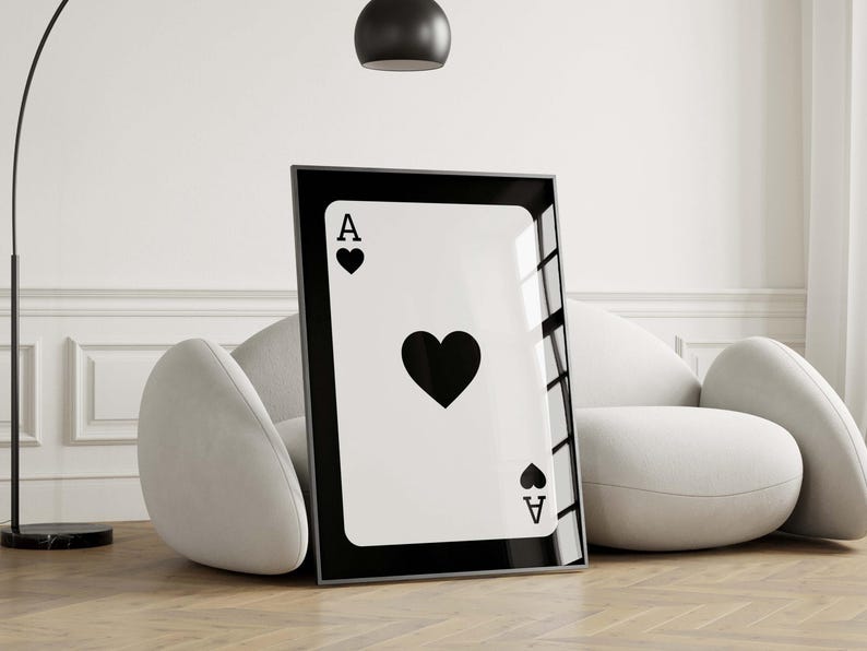 Ace Card Set of 4 Prints, Playing Card Poster, Trendy Wall Art, Retro ...
