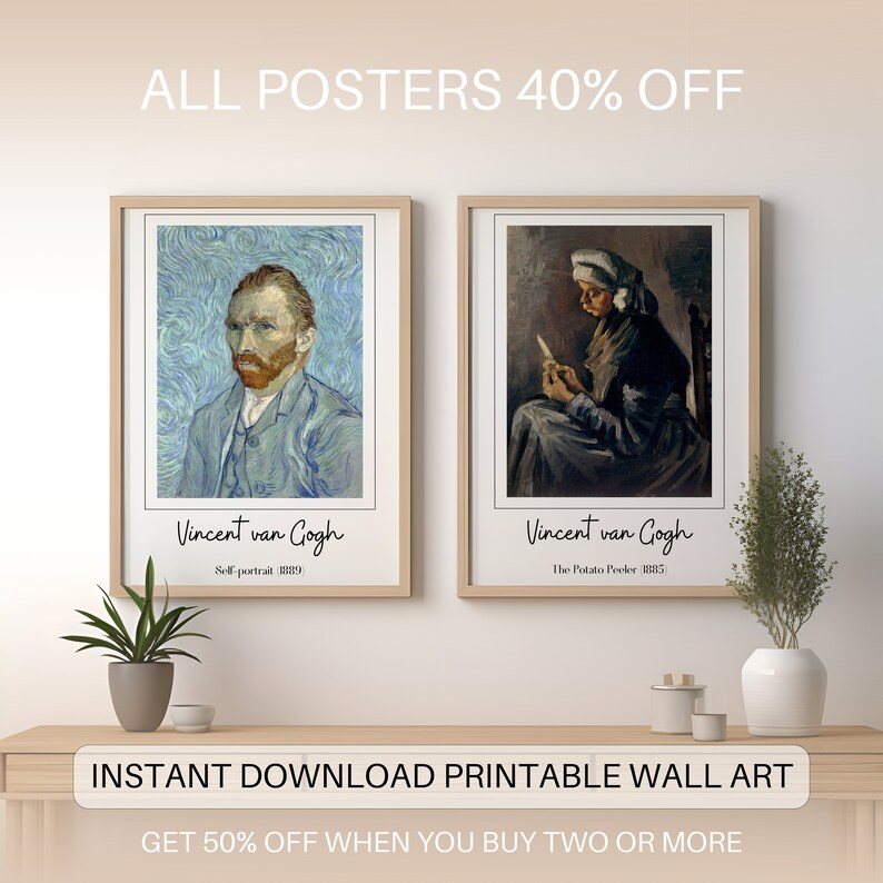 Vincent Van Gogh Digital Download Posters Set, Self Portrait & the ...