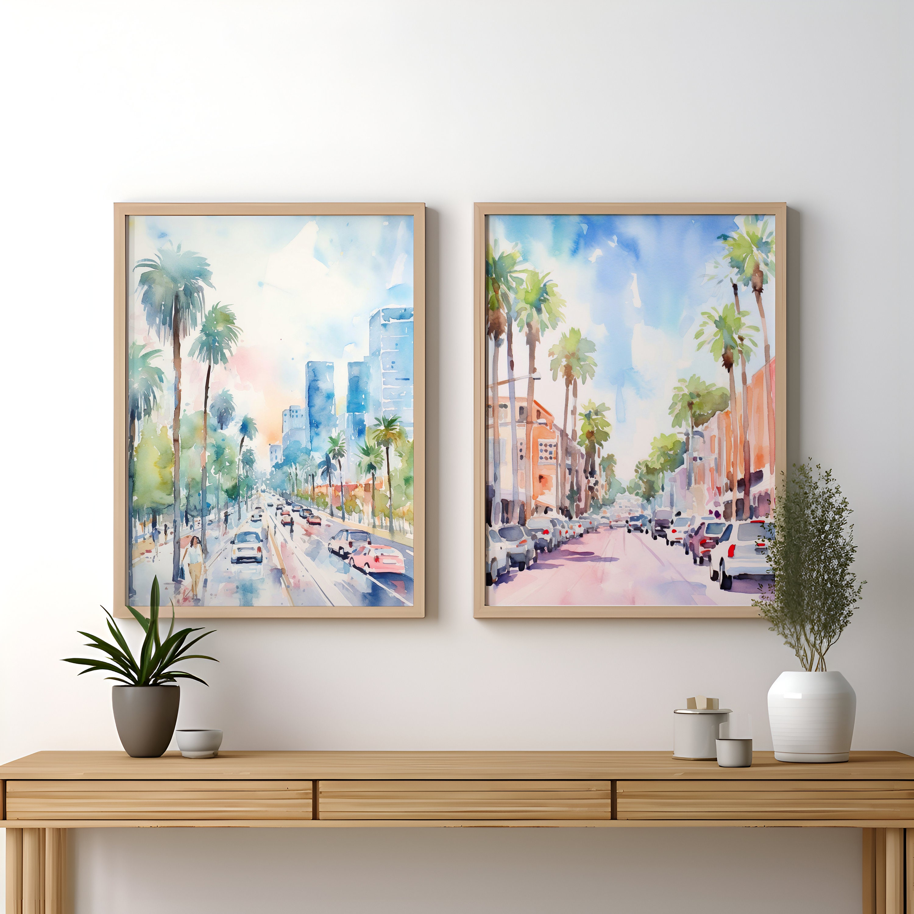 Bright Watercolor Street Scene Poster Set - Digital Download Art Prints ...