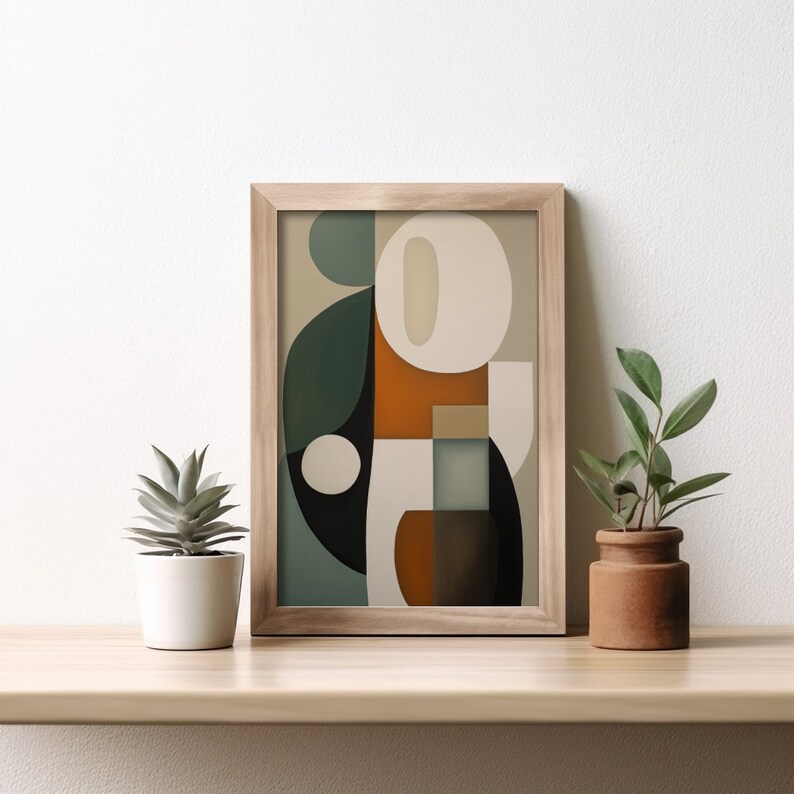 Dark and Modern Abstract Art Print With Round Shapes, Geometric Art ...