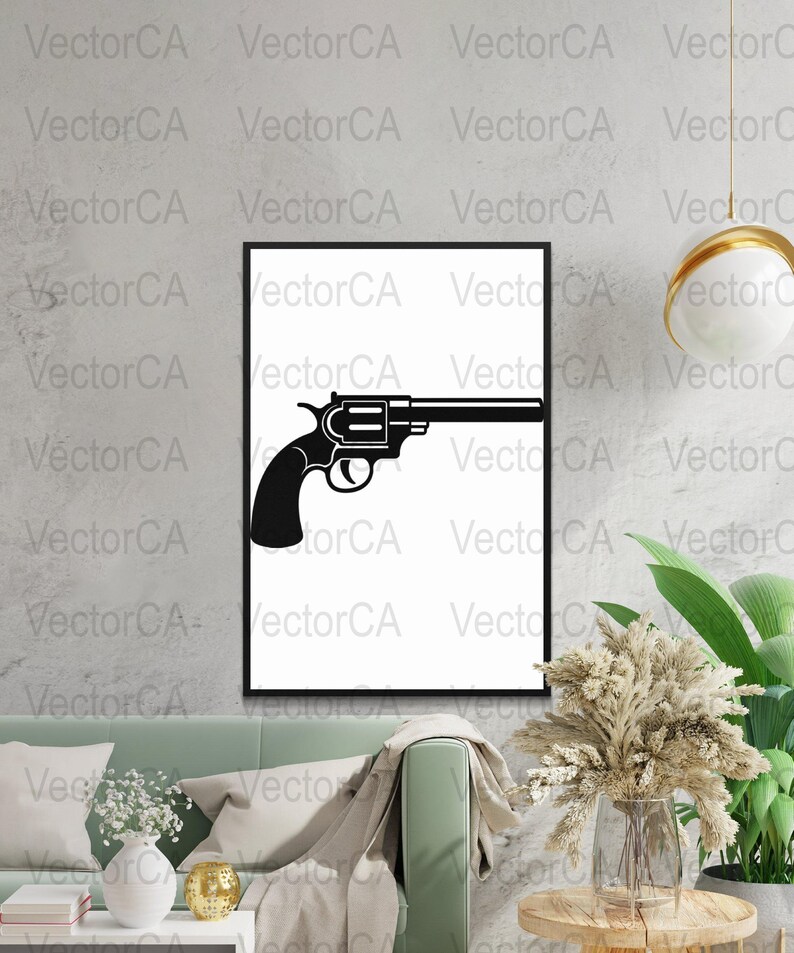 Revolver Gun SVG PNG Digital Download, Cricut Compatible Gun Image, DIY ...