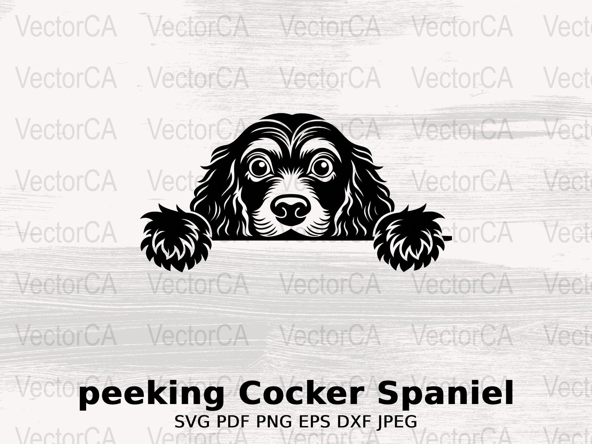 Cocker Spaniel SVG, Peeking Dog Clipart, Digital Download, Vector ...