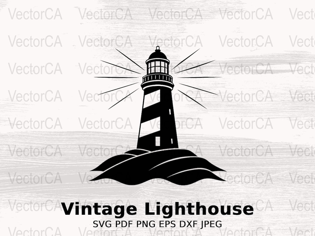 Vintage Lighthouse SVG Vector Image, Digital Download, Nautical Home ...