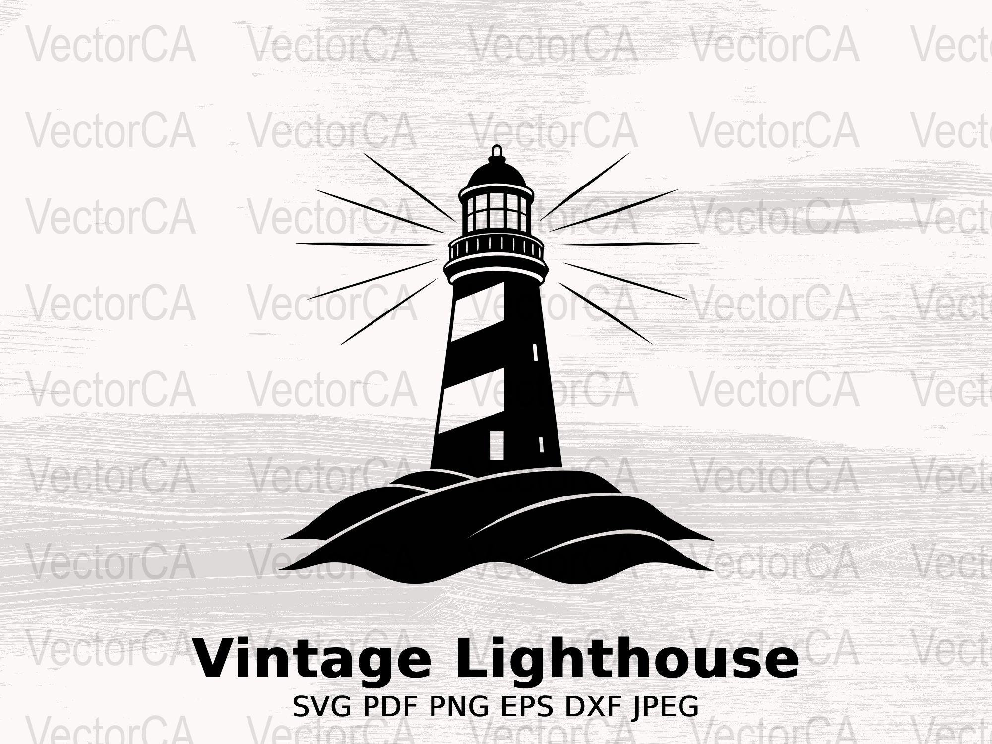 Vintage Lighthouse SVG Vector Image, Digital Download, Nautical Home ...
