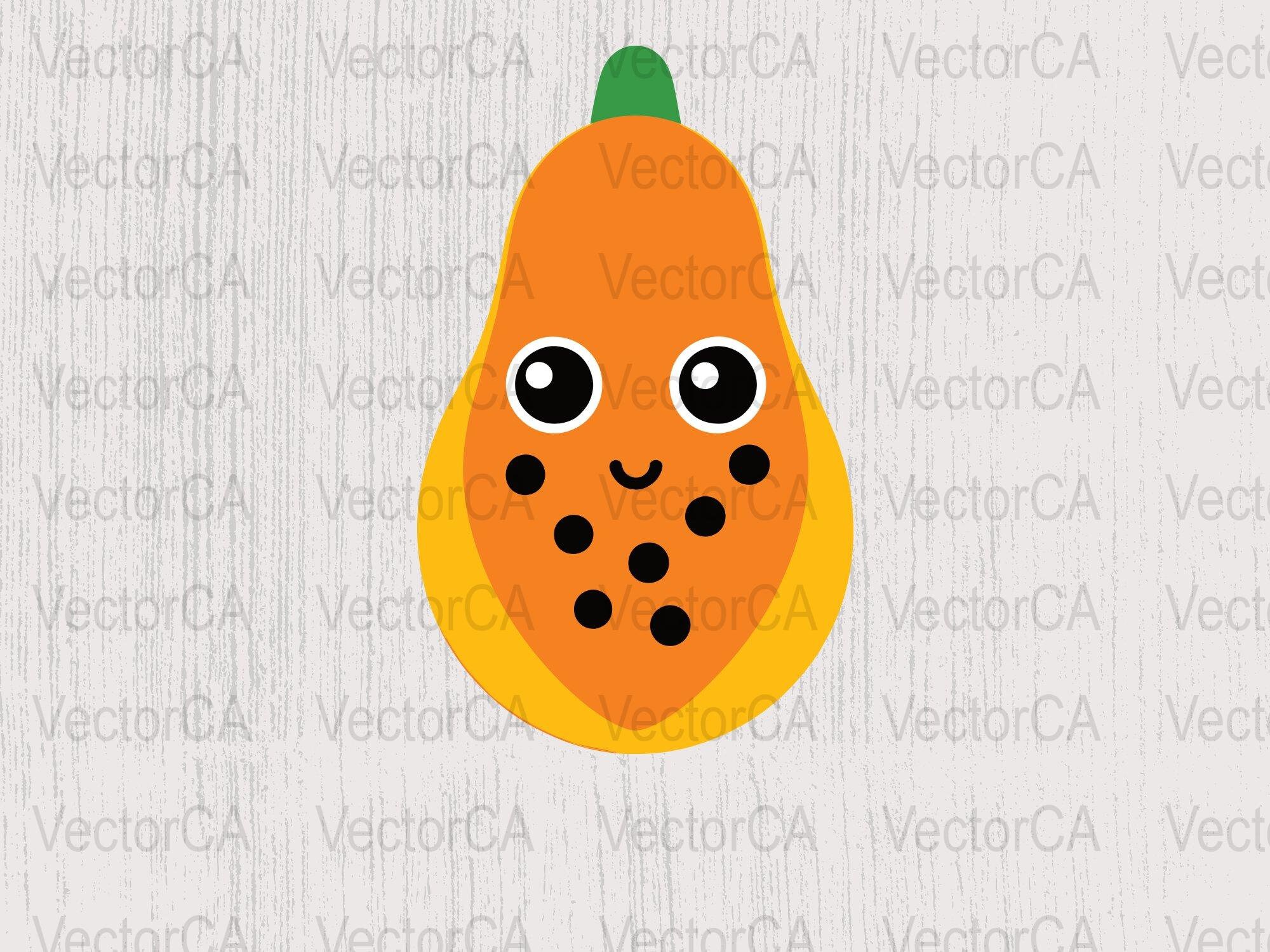 Kawaii Papaya SVG Vector Cutting File, Commercial Use, Cutting Files ...