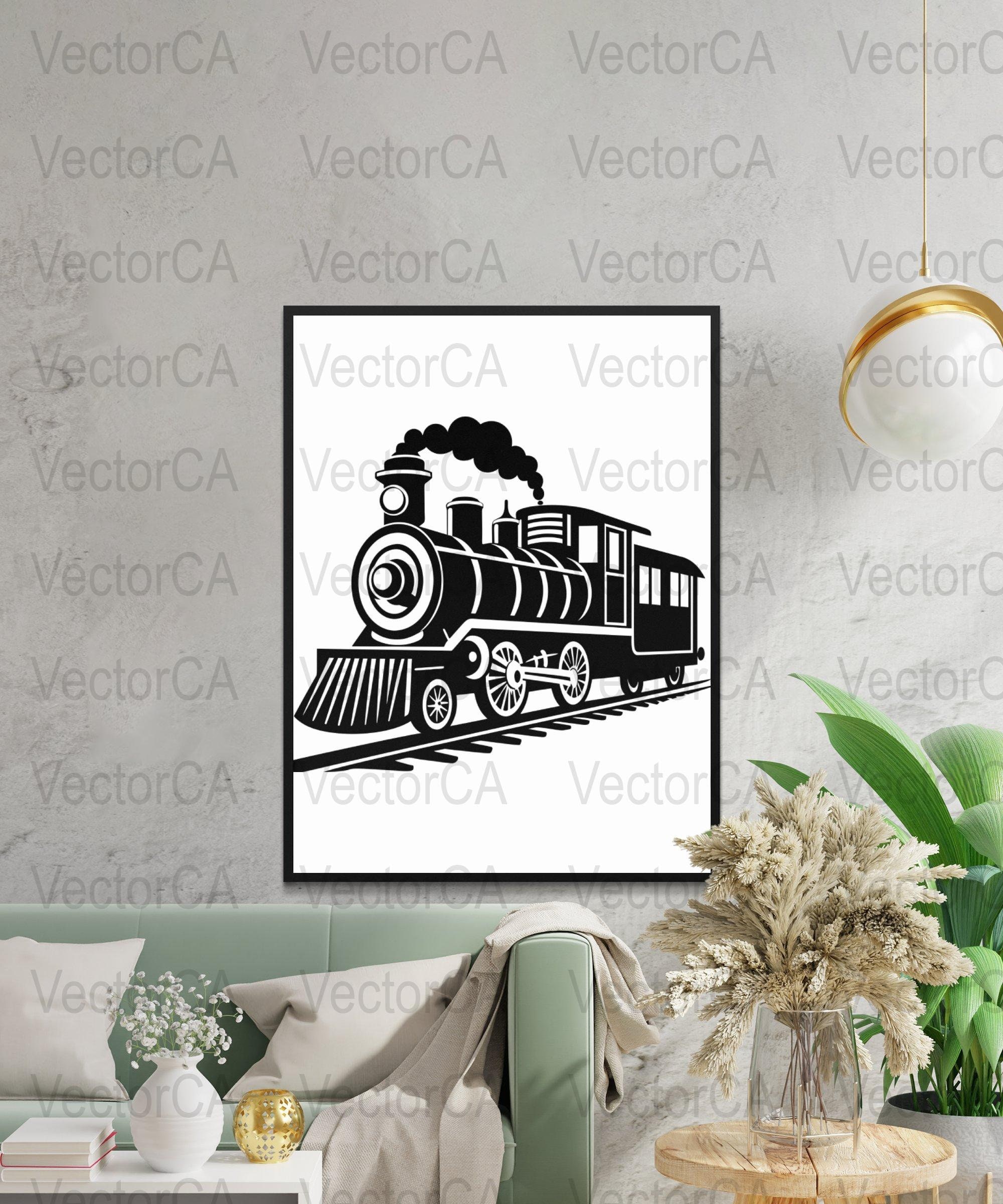 Vintage Train SVG, Digital Download, Antique Locomotive Railway, Retro ...