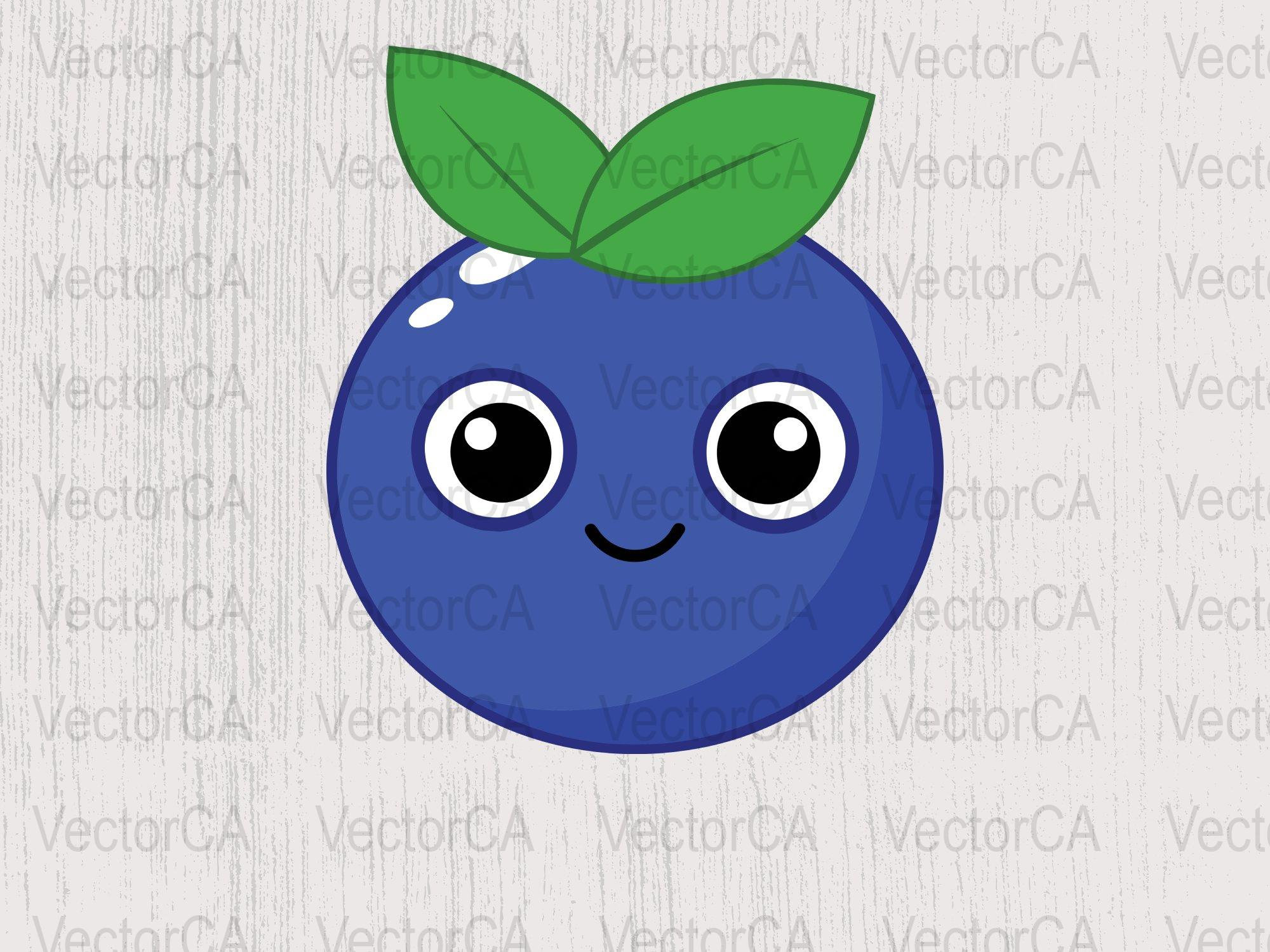 Kawaii Blueberry Svg Vector Art, Cutting Files for Silhouette Cameo ...