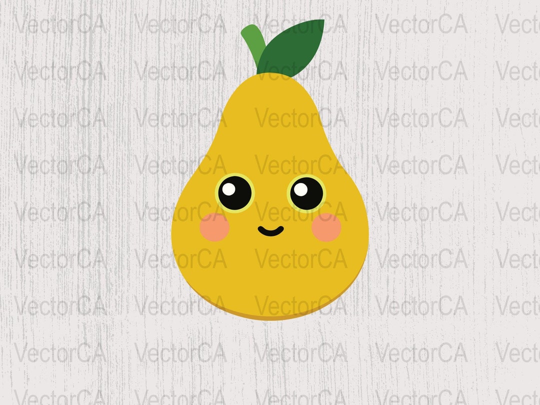 Kawaii Pear SVG Vector Cutting Files, Commercial Use Instant Download ...