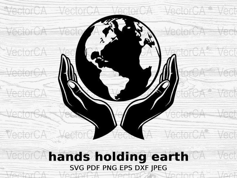 Digital Earth in Hands SVG PNG, Eco Friendly World Illustration, Grip ...