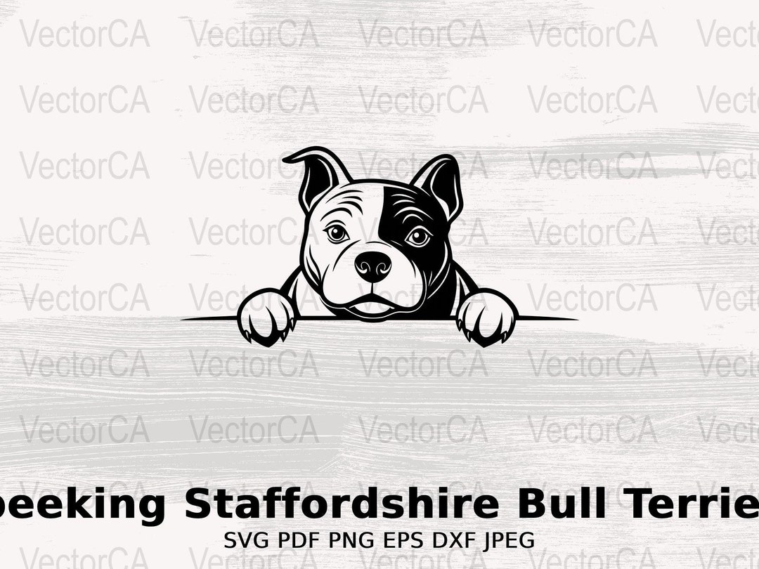 Staffordshire Bull Terrier SVG, Peeking Dog Digital Image, Cute Pet ...
