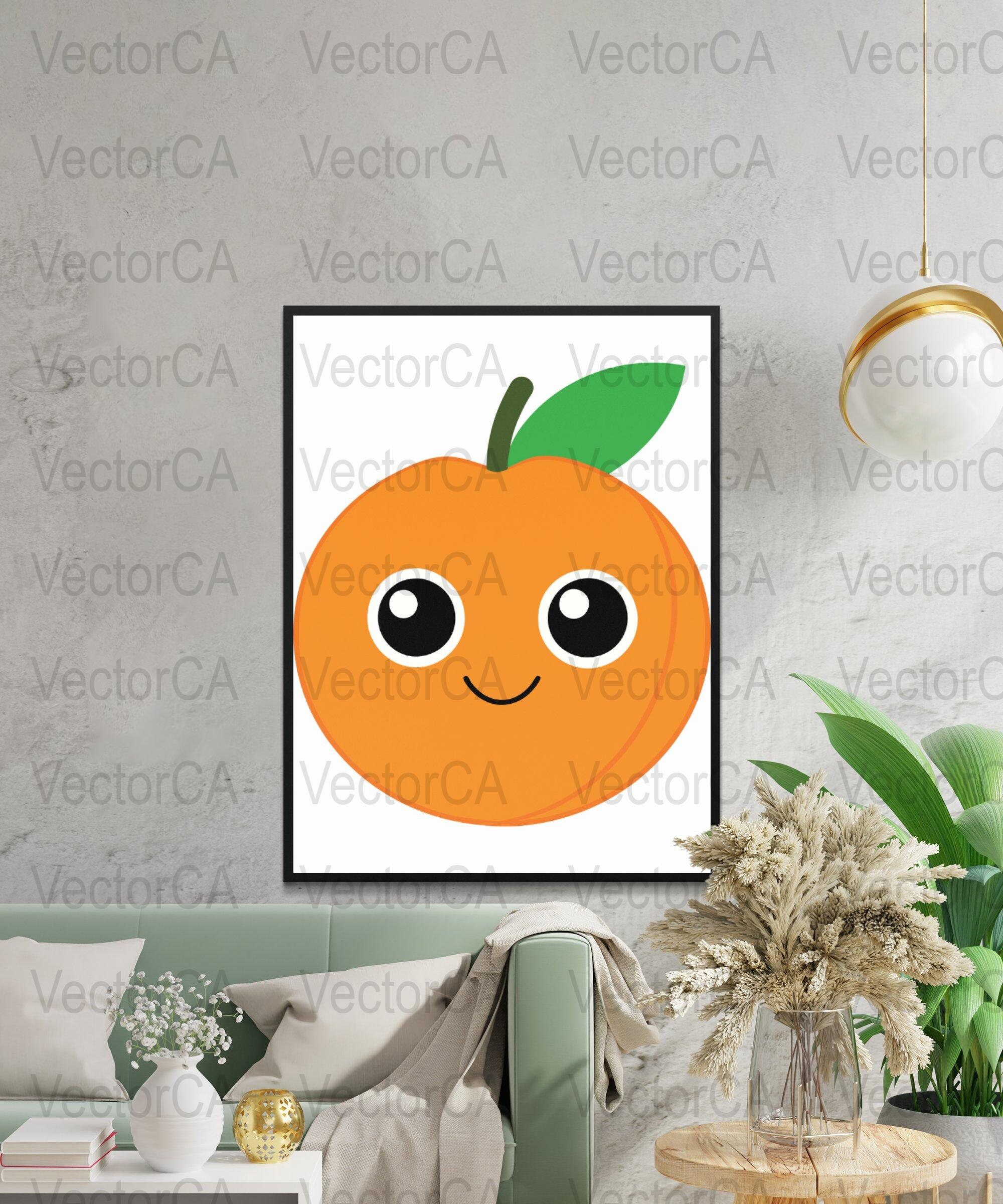 Kawaii Apricot SVG Vector, Cute Apricot Cutting Files for Silhouette ...