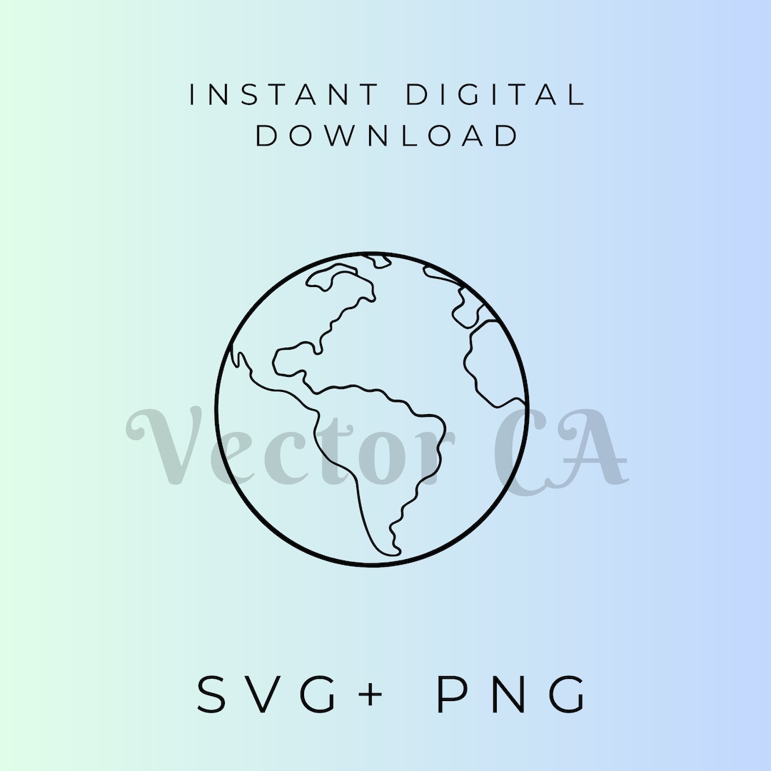 Global Earth Vector SVG - Digital Download, Earth Map SVG - Geographical Design, Planet Earth ...