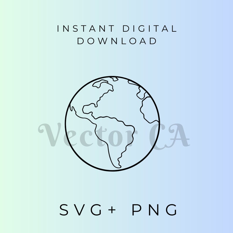 Global Earth Vector SVG - Digital Download, Earth Map SVG ...