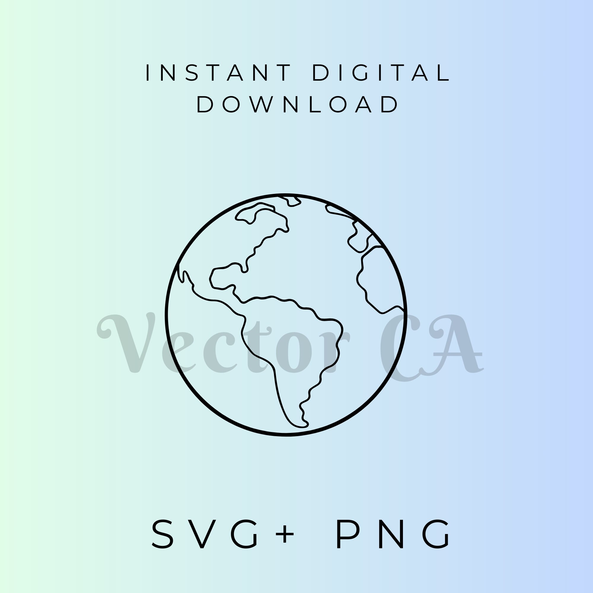 Global Earth Vector SVG - Digital Download, Earth Map SVG ...