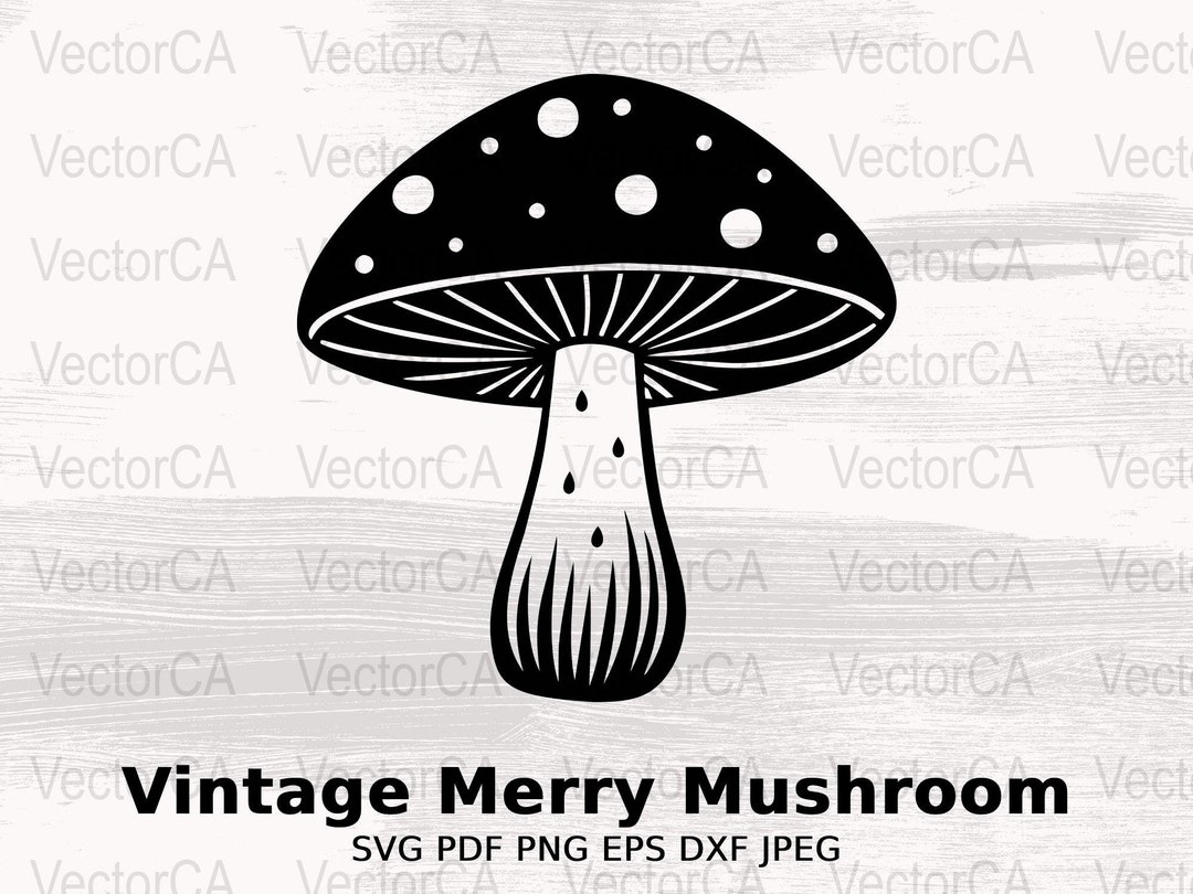 Vintage Merry Mushroom SVG, Digital Instant Image Download, Mushroom ...