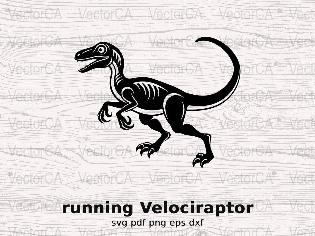 Digital Velociraptor SVG PNG, Running Dinosaur Image for Cricut ...