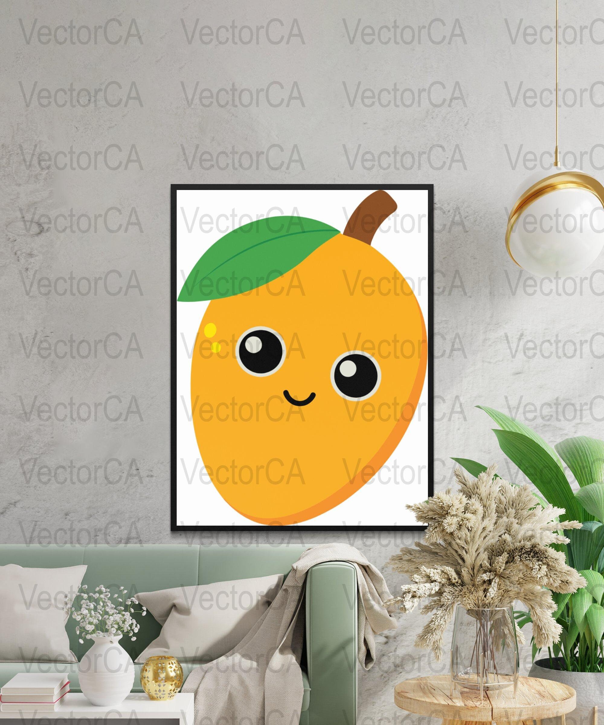 Kawaii Mango SVG Vector Cutting Files, Silhouette Cameo,scanncut ...