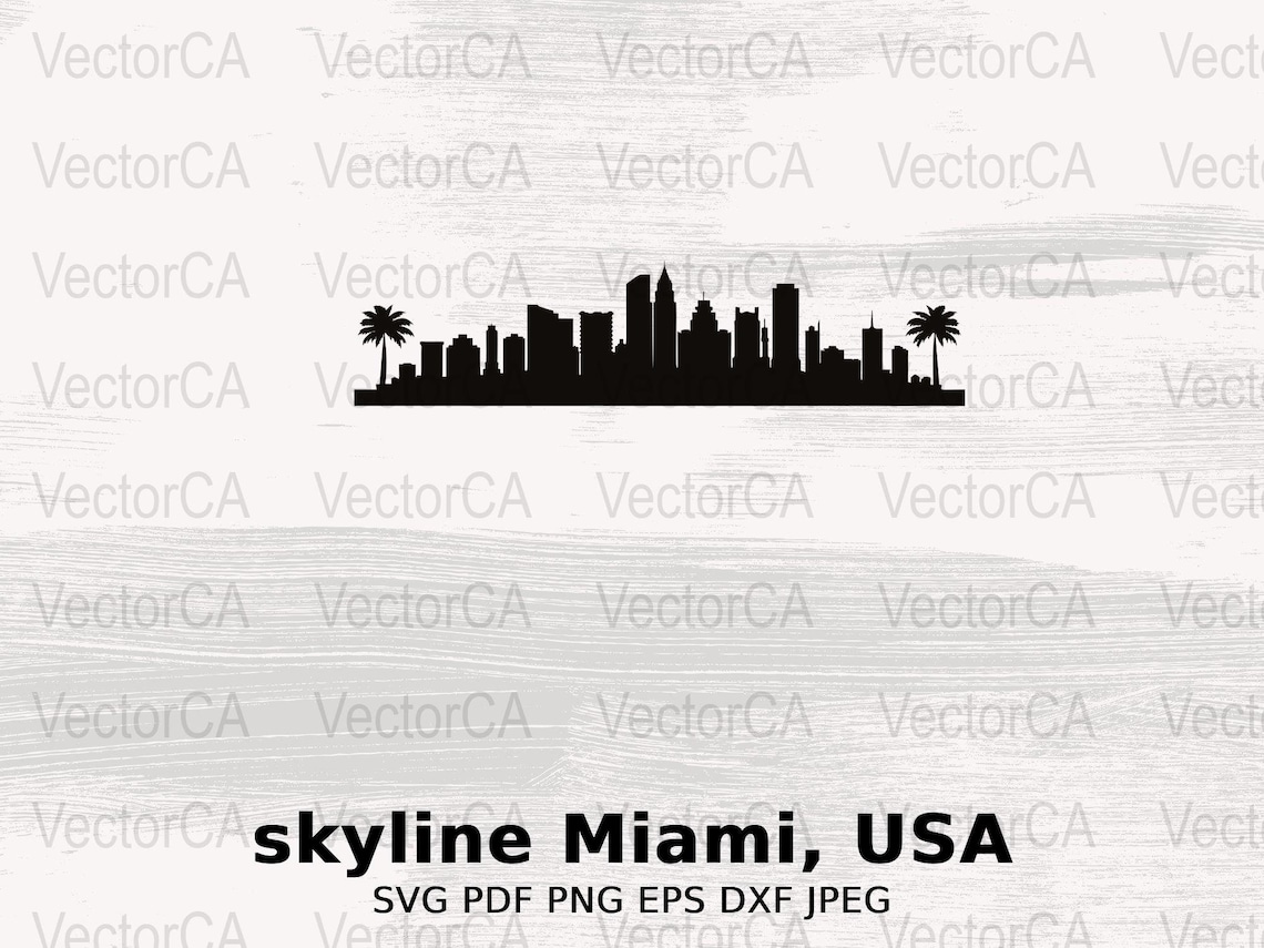 Miami Skyline SVG, USA Cityscape Digital Art, Miami Vector Image ...