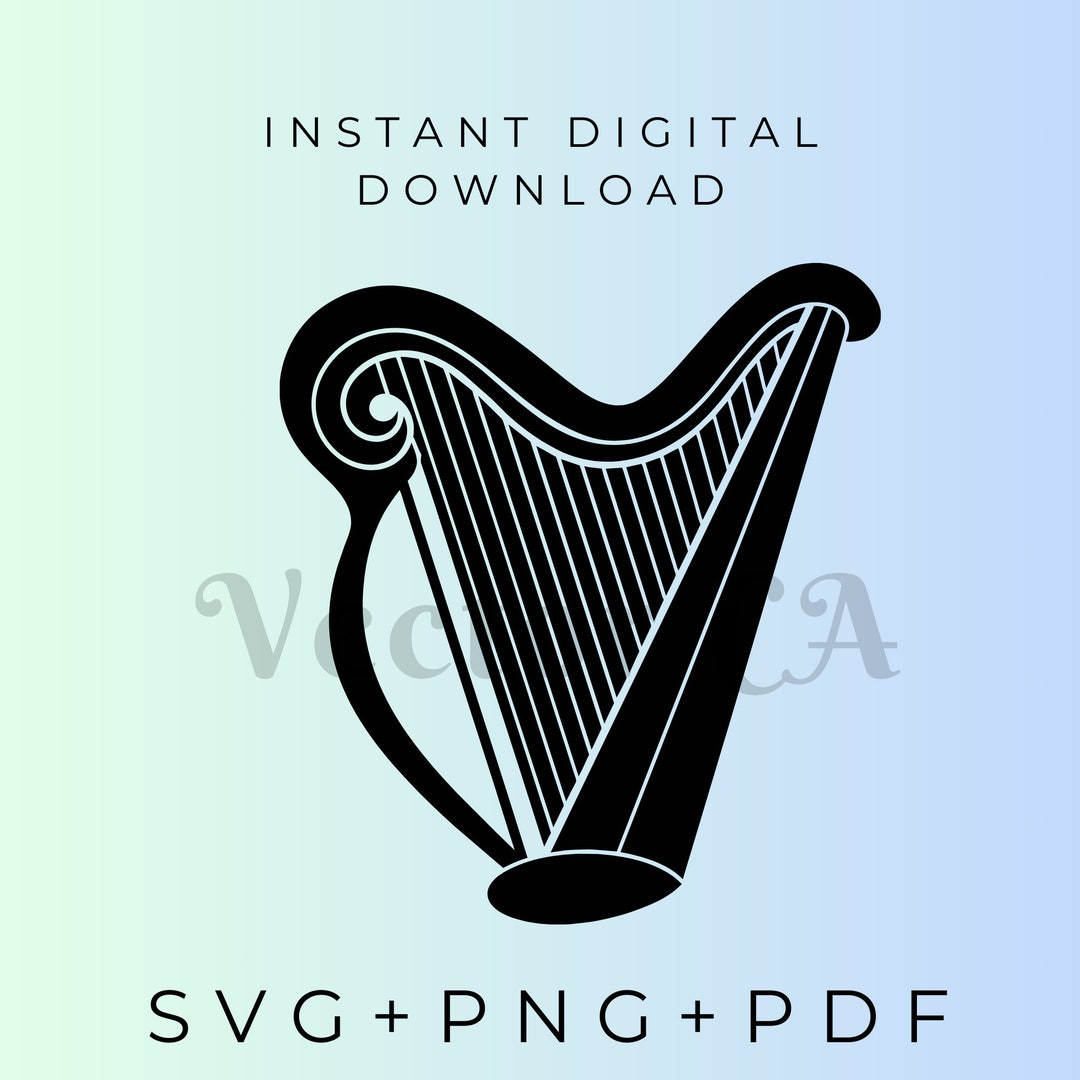Irish Harp Svg-digital Vector Cutting Files for Crafting - Silhouette ...