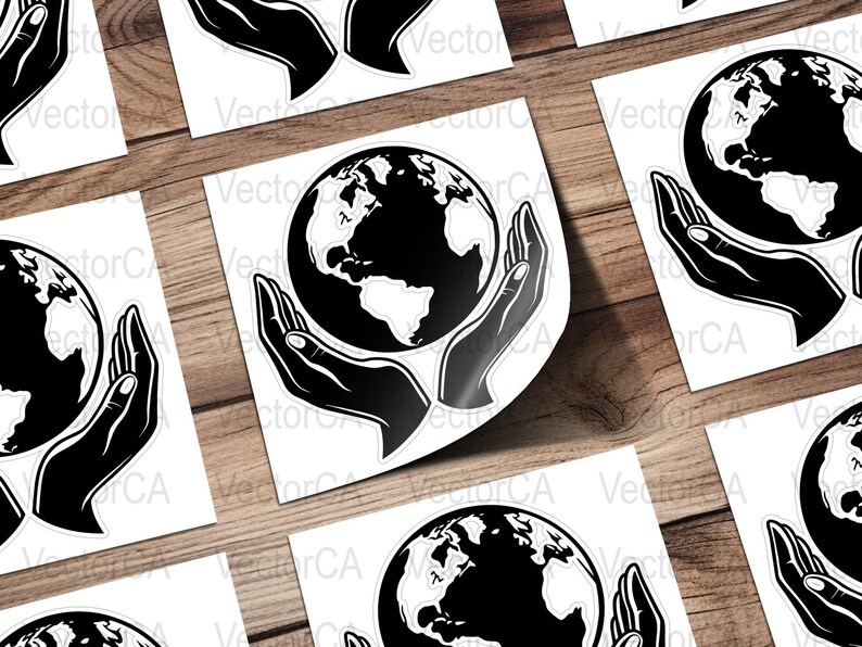 Digital Earth in Hands SVG PNG, Eco Friendly World Illustration, Grip ...