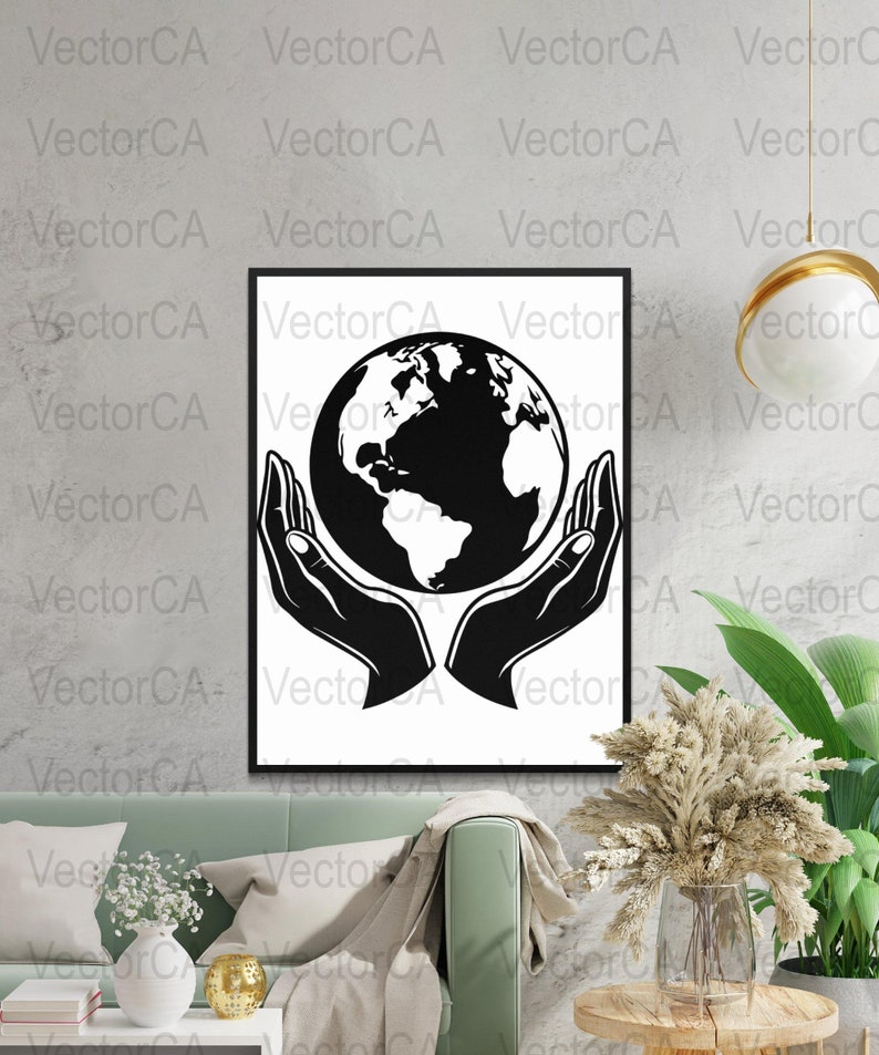Digital Earth in Hands SVG PNG, Eco Friendly World Illustration, Grip ...