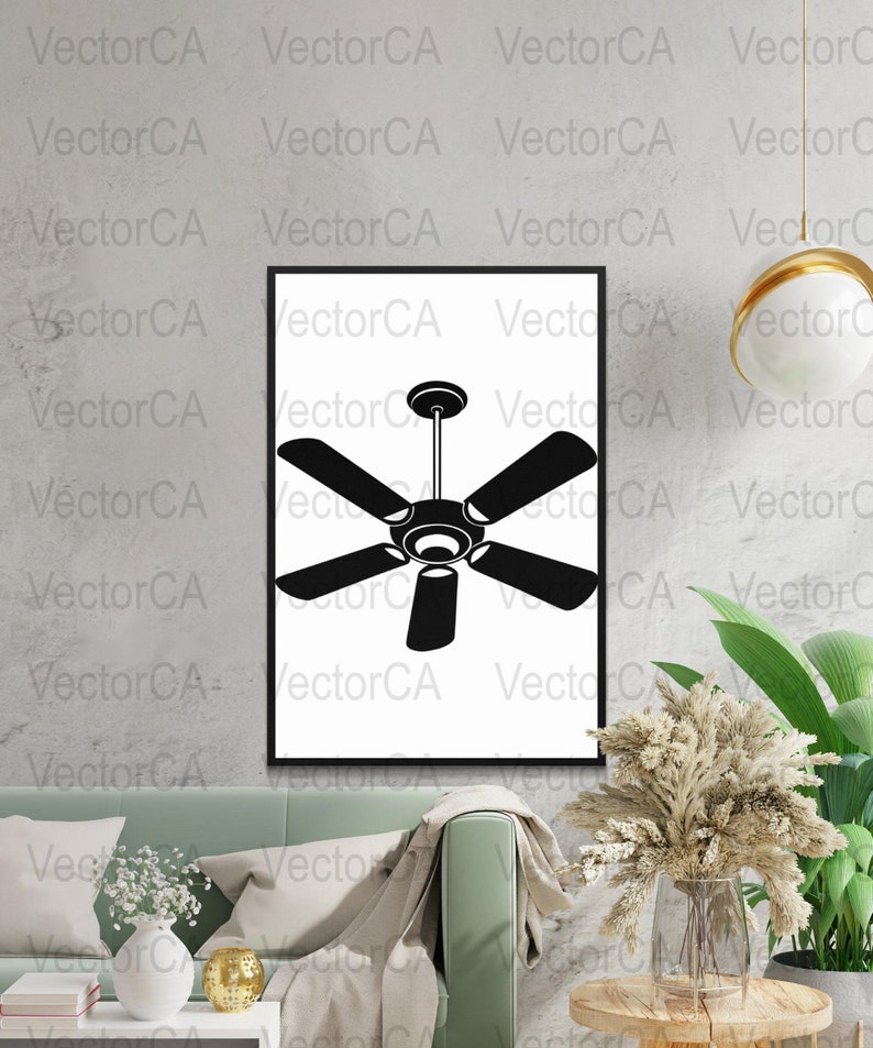 Modern Ceiling Fan SVG, Digital Download Illustration, Home Decor ...