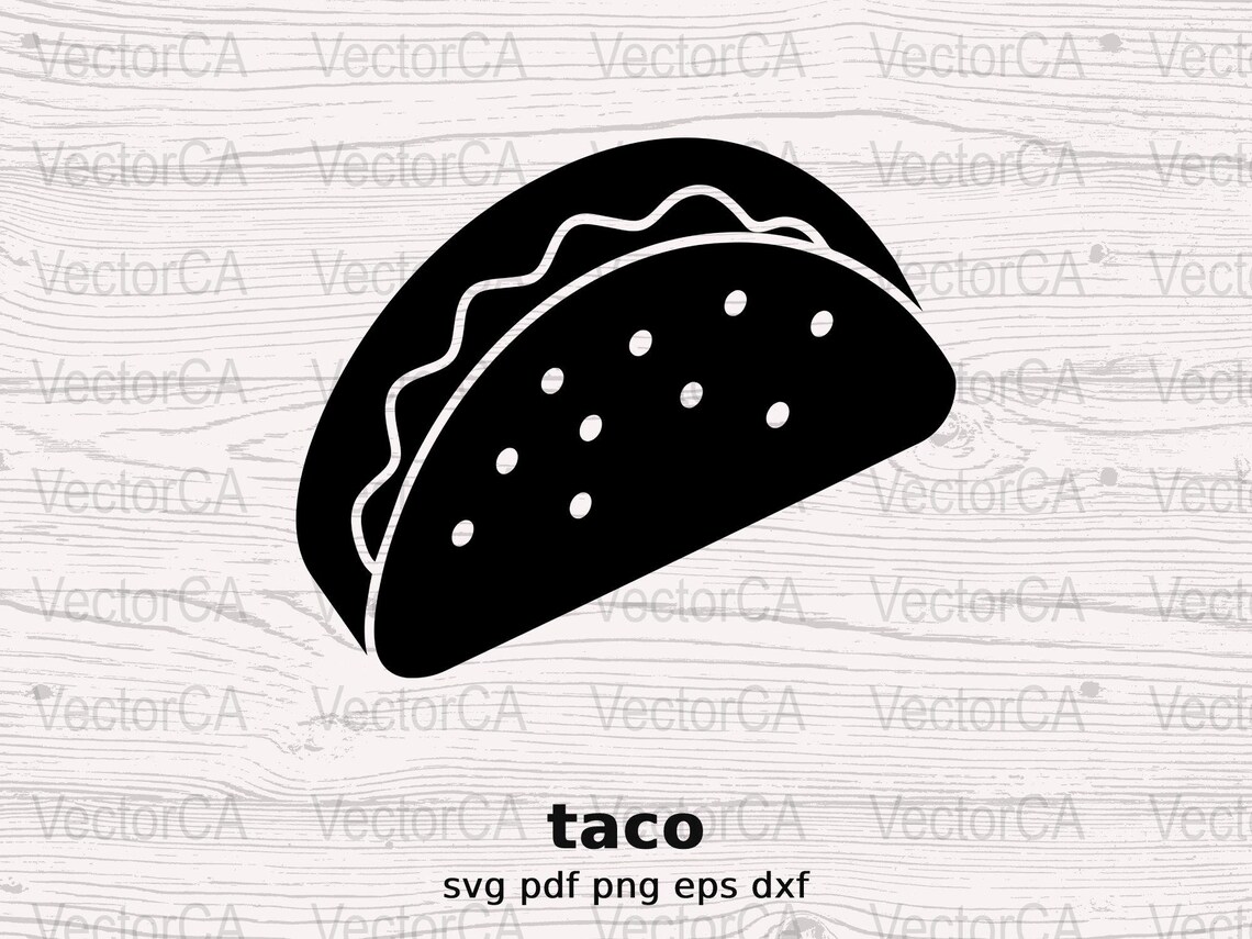 Taco SVG PNG Digital File, Cricut Compatible Taco Design Image, Instant ...