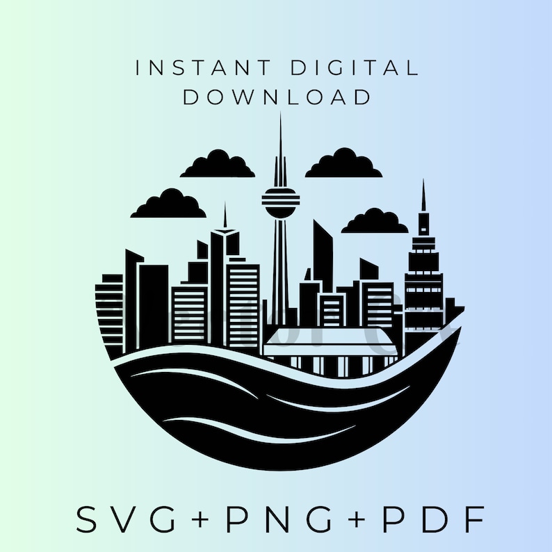 Toronto Skyline Horizon SVG Digital Vector Cutting Files for Silhouette ...