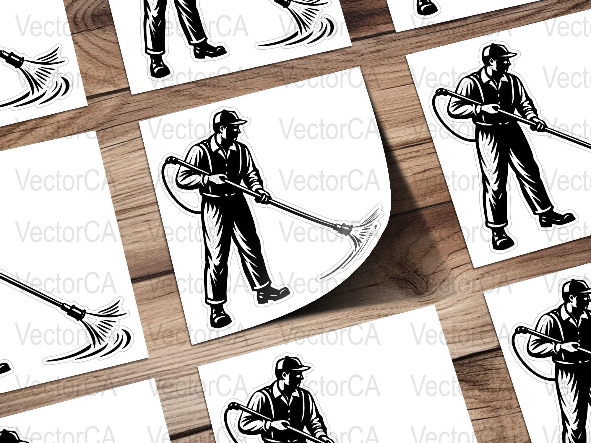 Digital Man Pressure Washing SVG Image for Download,commercial ...