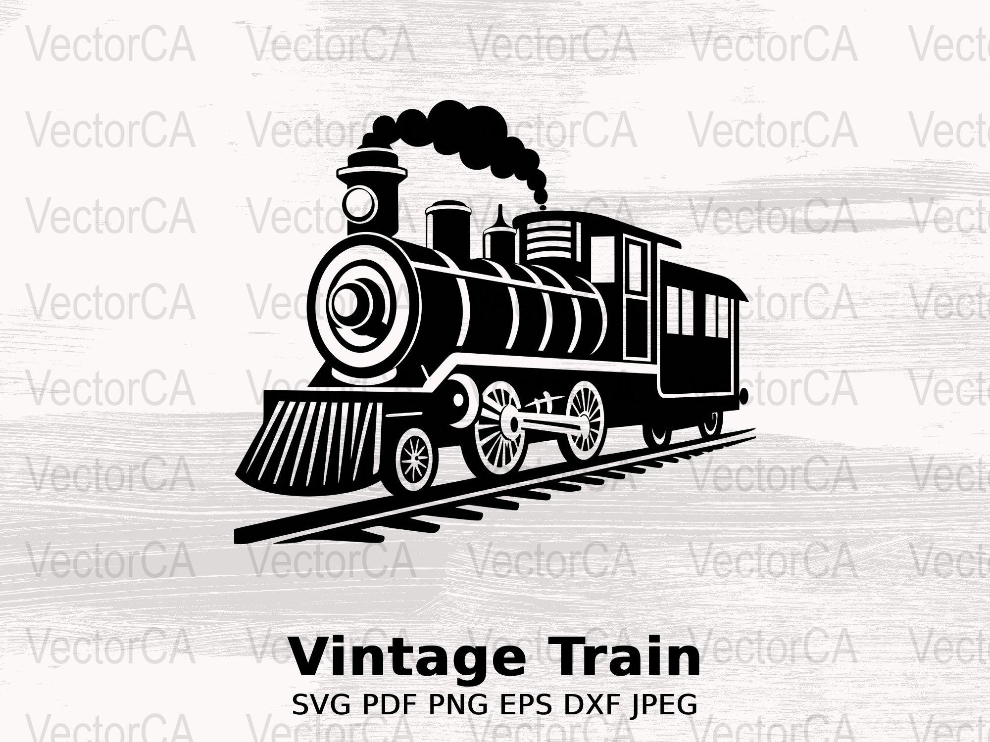 Vintage Train SVG, Digital Download, Antique Locomotive Railway, Retro ...