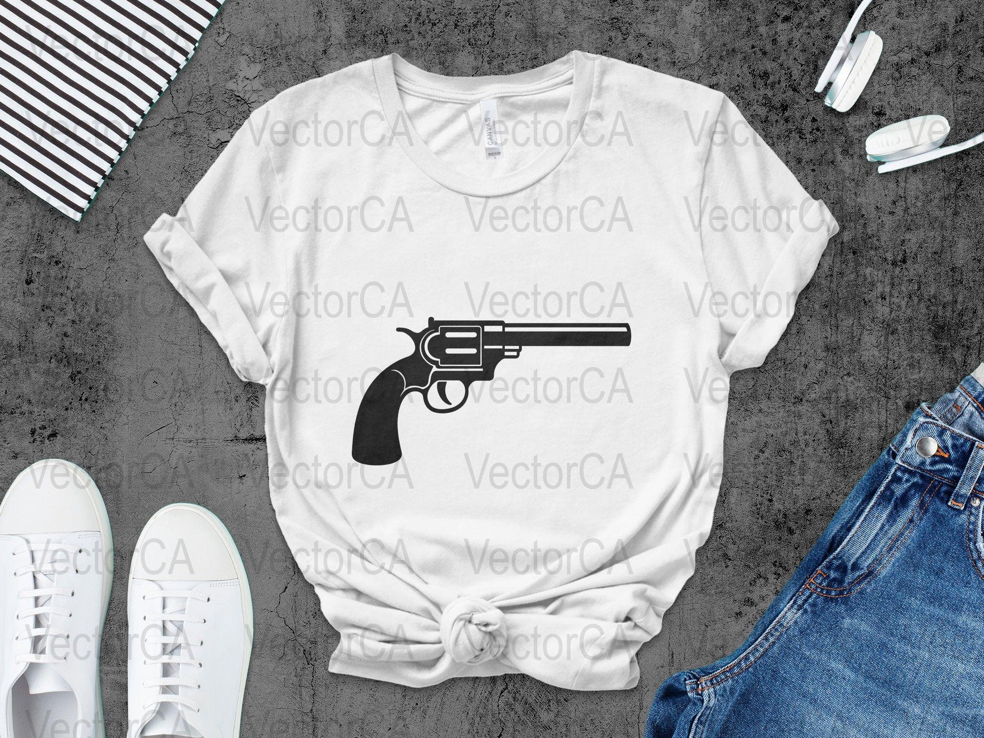 Revolver Gun SVG PNG Digital Download, Cricut Compatible Gun Image, DIY ...