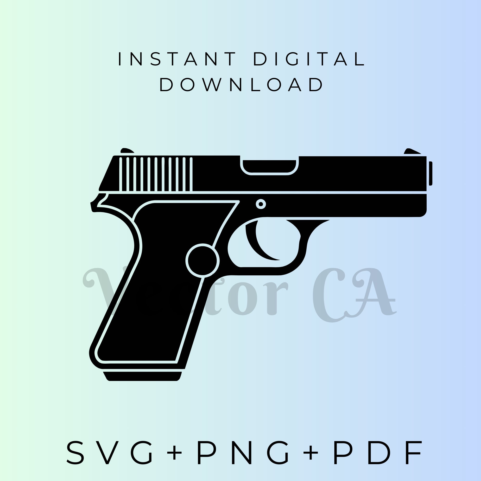 Glock 17 SVG Digital Vector Cutting Files - Silhouette Cameo, Scanncut ...