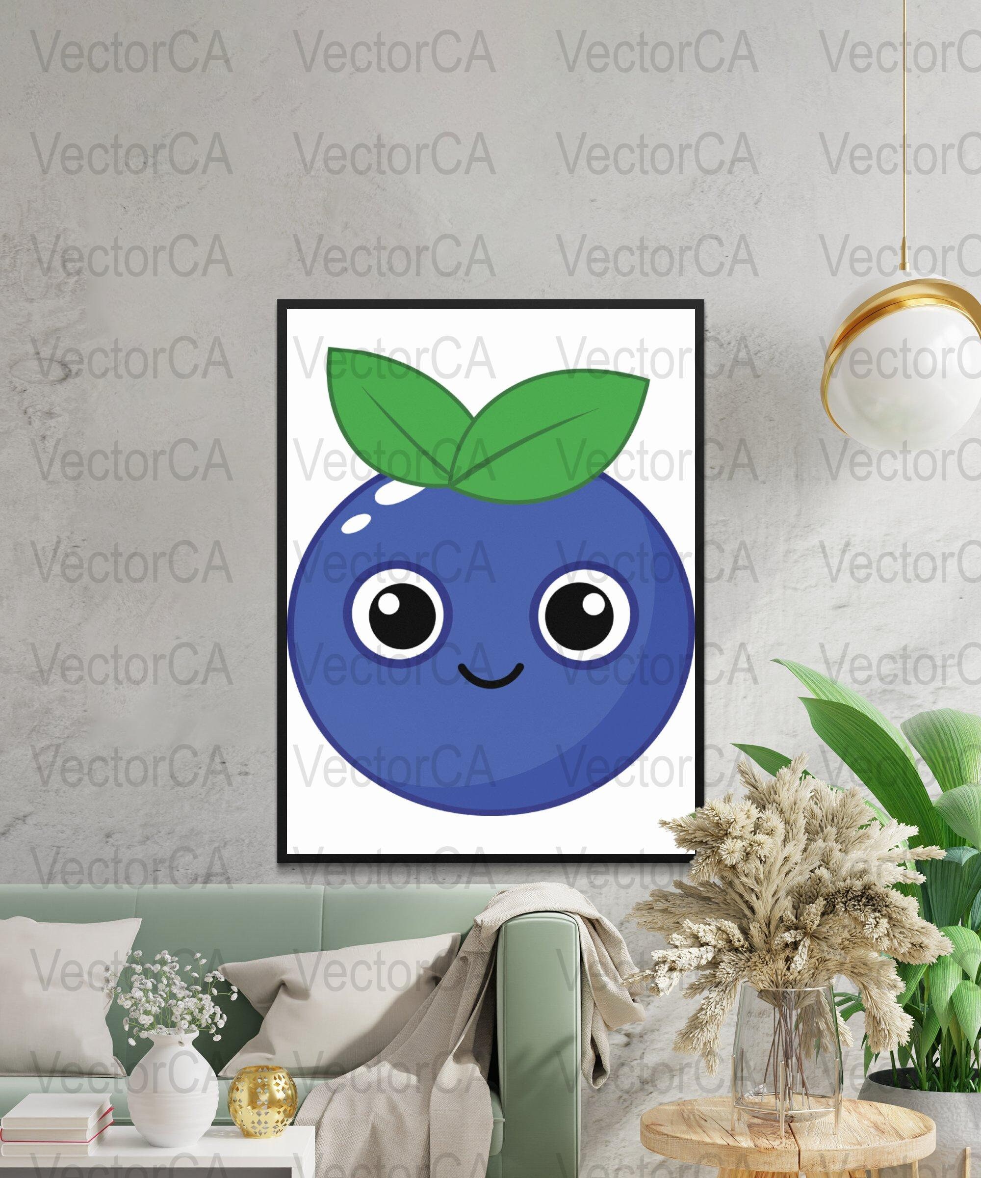 Kawaii Blueberry Svg Vector Art, Cutting Files for Silhouette Cameo ...