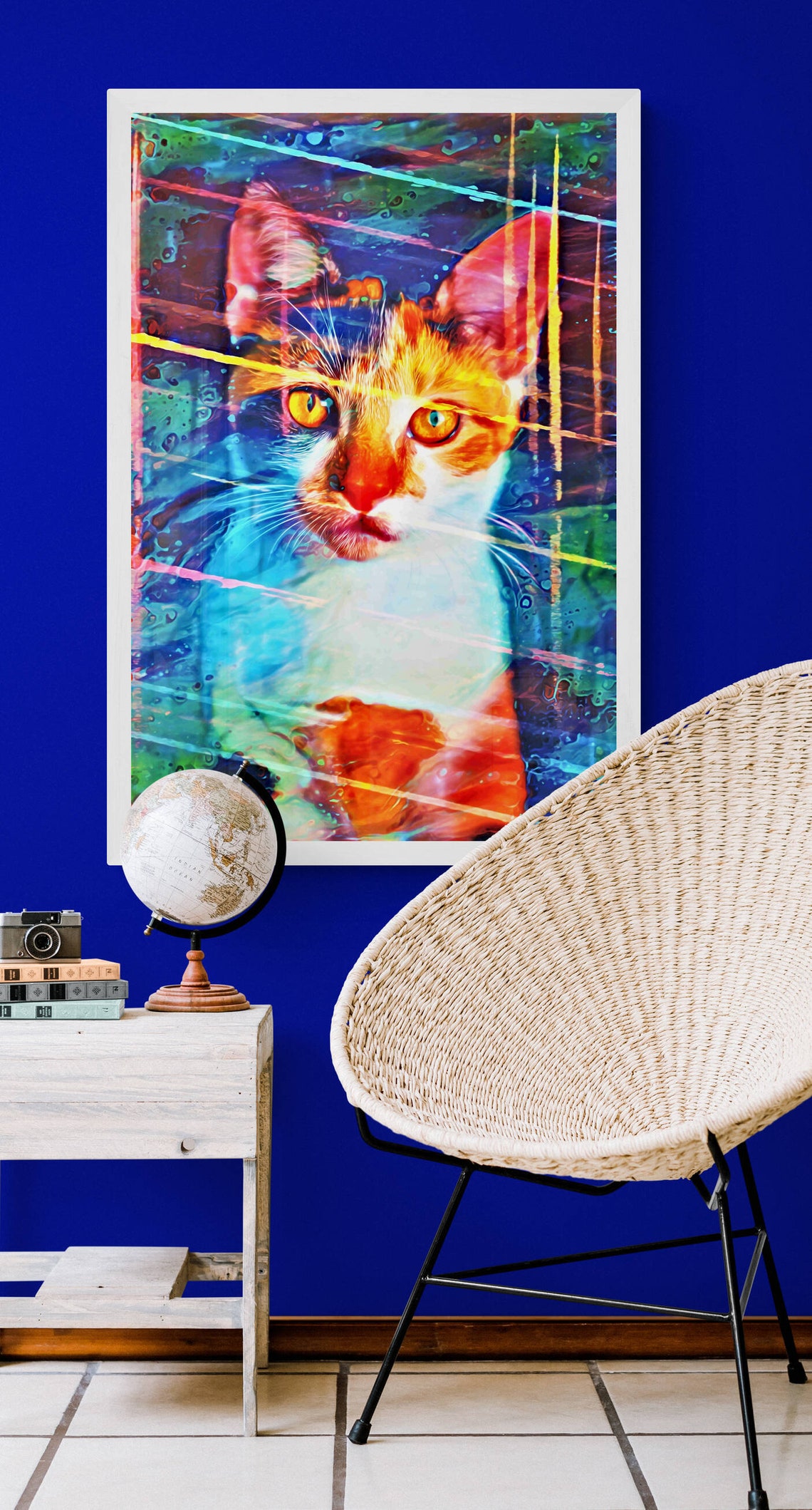 Color Abstract Orange Tabby Cat Poster Wall Art Print Cat Lovers Gift ...