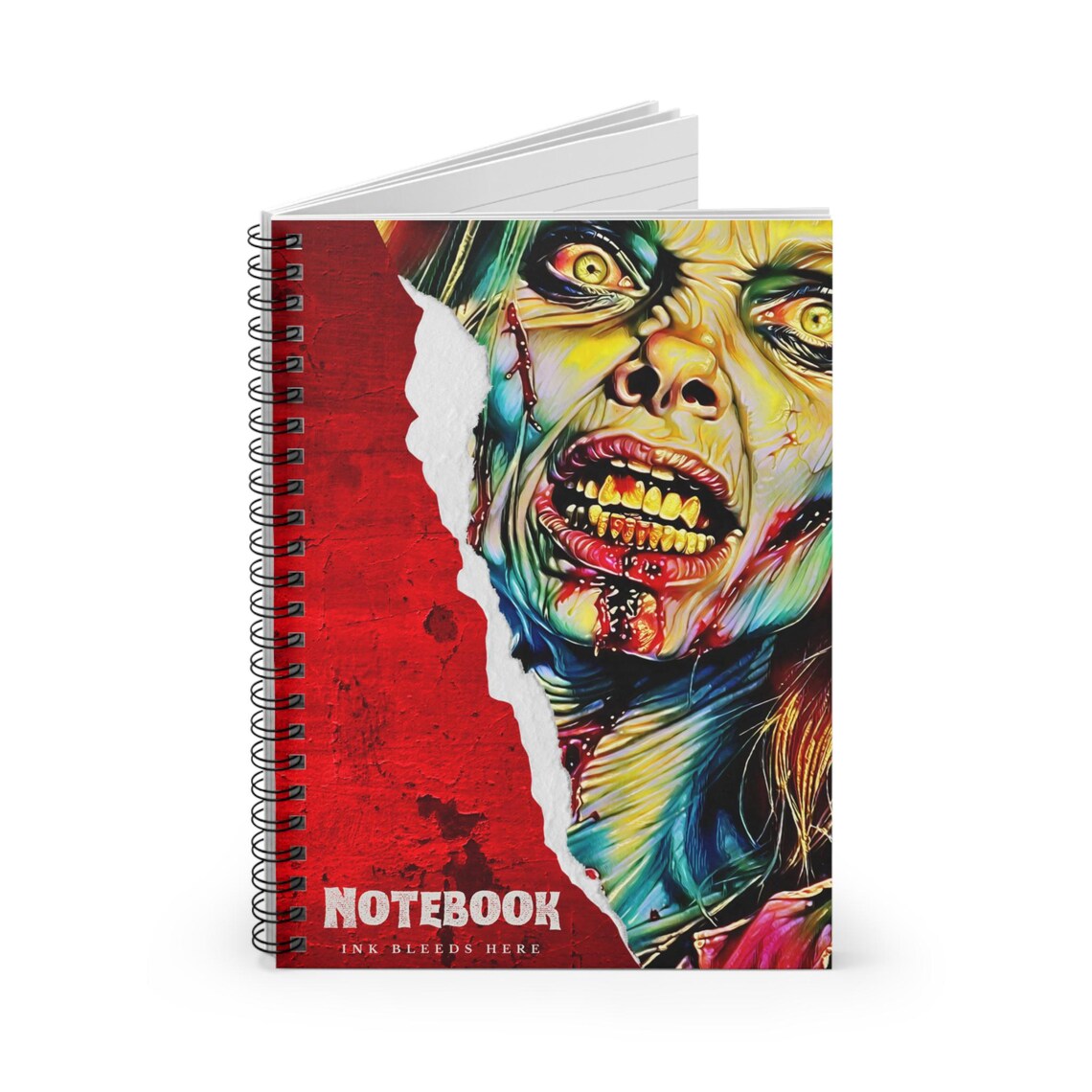 Zombie Notebook Journal Ruled Line Spiral Notebook With Cover Art ...