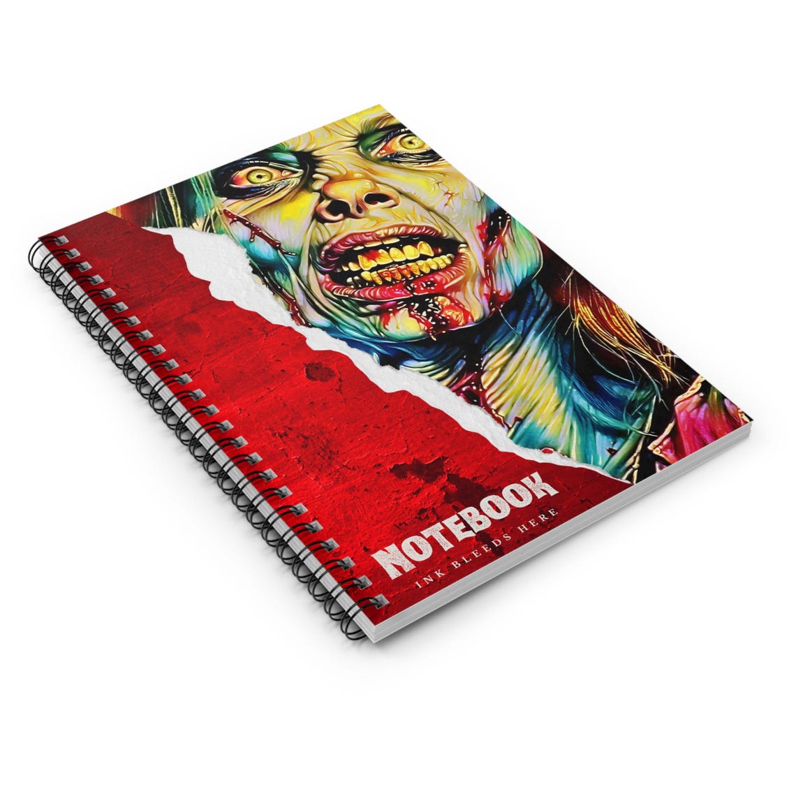 Zombie Notebook Journal Ruled Line Spiral Notebook With Cover Art ...