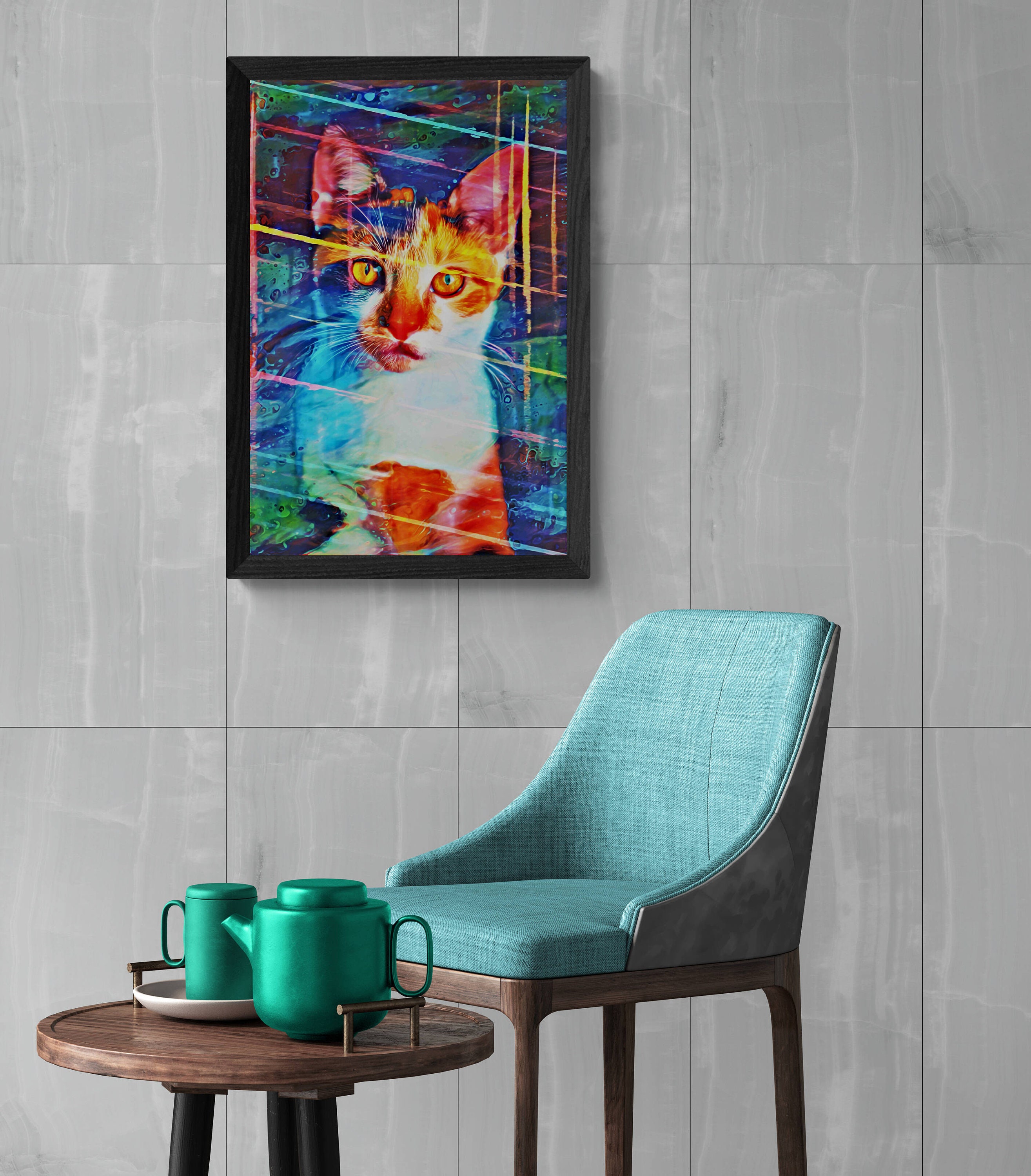 Color Abstract Orange Tabby Cat Poster Wall Art Print Cat Lovers Gift ...