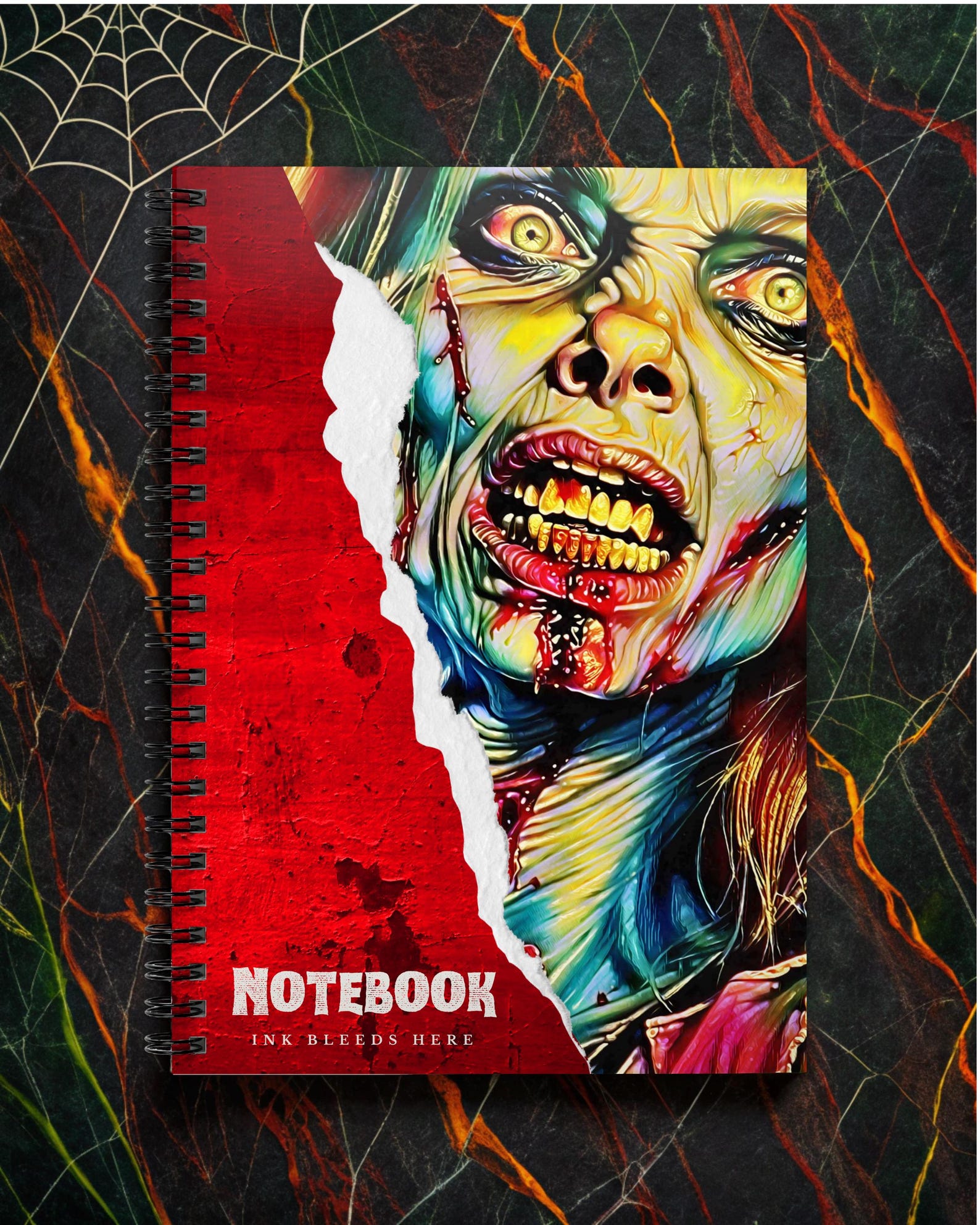 Zombie Notebook Journal Ruled Line Spiral Notebook With Cover Art ...
