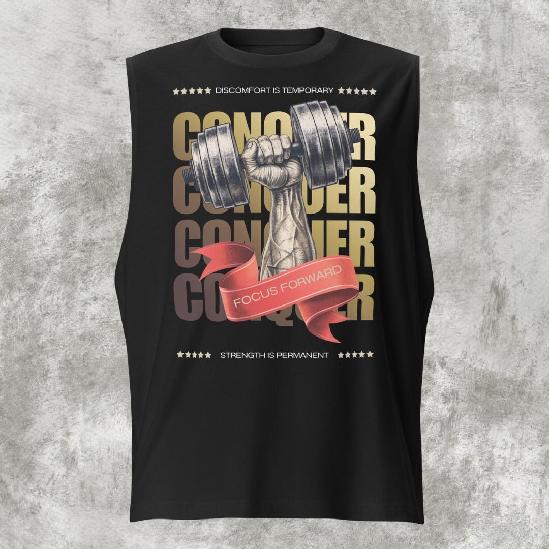 Conquer Muscle Shirt | Motivational Muscle Shirt Forgym Rat | Strength ...